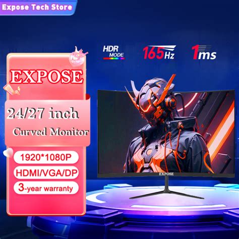 Expose Gaming Monitor Inch Curved Pc Black Monitor Desktop Computer Inch Hz Ips White