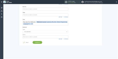 how to connect webhooks with agilecrm create contacts savemyleads