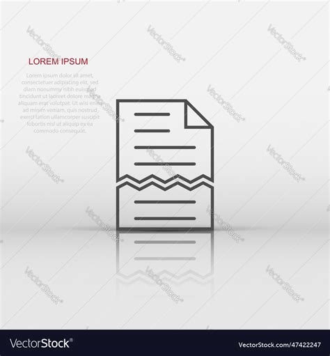 Document Error Icon In Flat Style Broken Report Vector Image