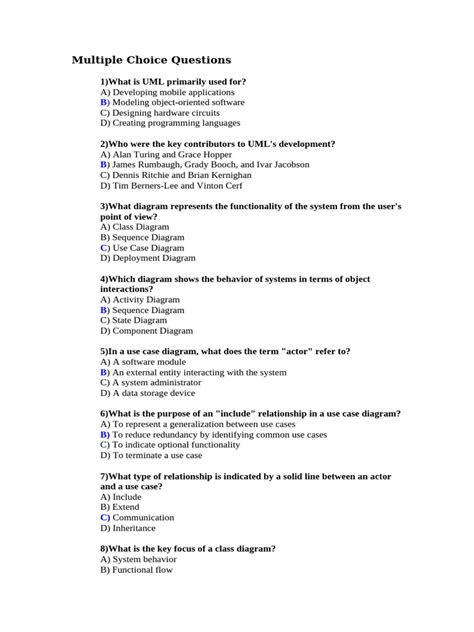 multiple choice questions pdf class computer programming use case