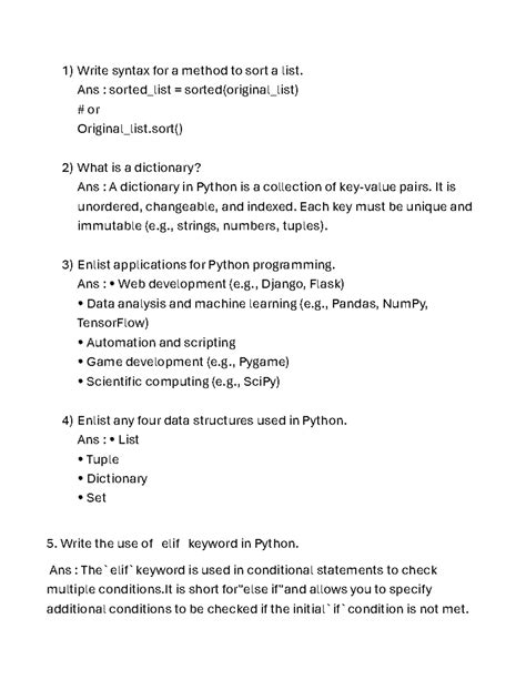 Python Ppt Ans Its Good Write Syntax For A Method To Sort A List