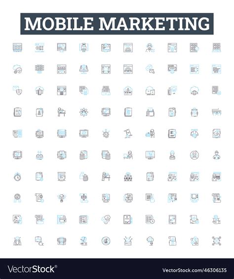 Mobile Marketing Line Icons Set Royalty Free Vector Image