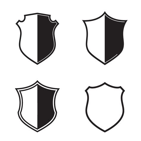 Collection Of Four Shield Designs In A Two Tone Style Silhouette
