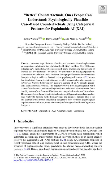 Pdf Better” Counterfactuals Ones People Can Understand Psychologically Plausible Case Based