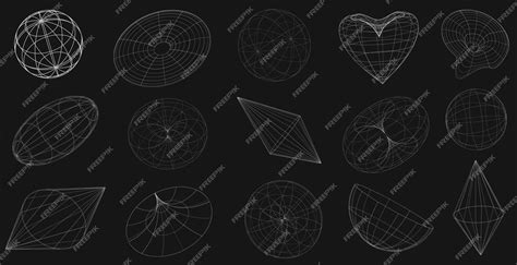Premium Vector Retro Futuristic Wireframe Elements For Design Abstract Collection Of Frames 3d