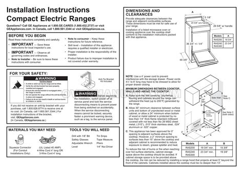 Hotpoint Ras200dmww Range Installation Instructions