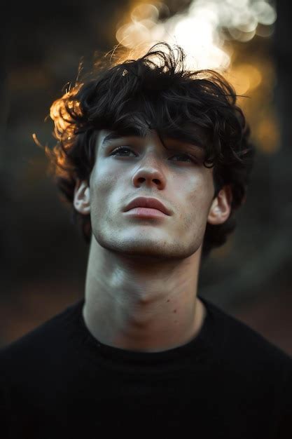Premium Photo Portrait Of A Handsome Young Man With Dark Hair In The