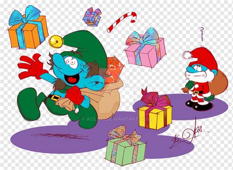 Arte Del árbol De Navidad Papá Noel Pitufos Astrosmurf Día De