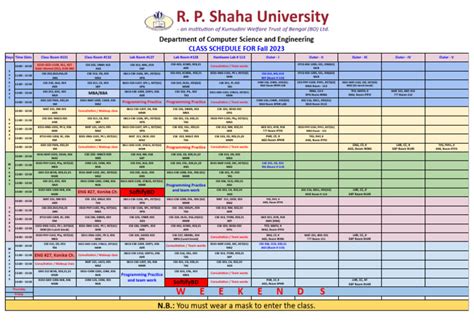 Class Routine Fall 2023 After Mid Pdf
