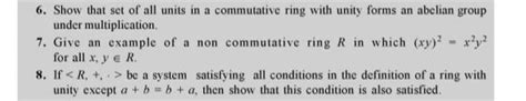 solved 6 show that set of all units in a commutative ring