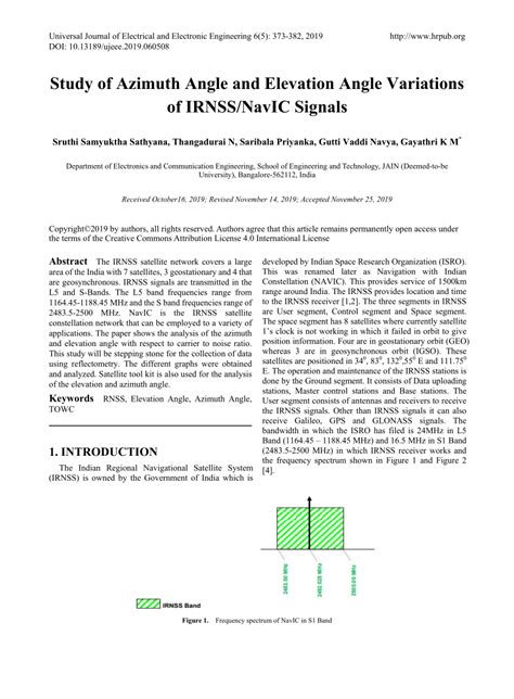 PDF Study Of Azimuth Angle And Elevation Angle Variations Of IRNSS NavIC Signals