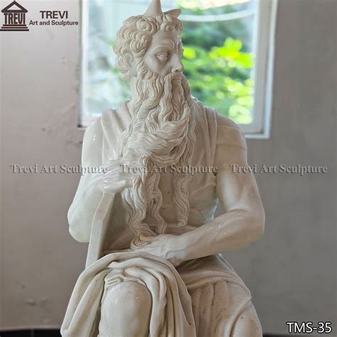 Michelangelo Marble Moses With Horns Statue
