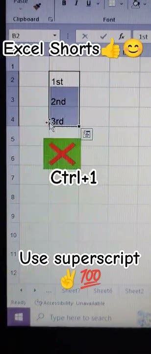 Shortsexcel Use Superscript ️💯 Youtube