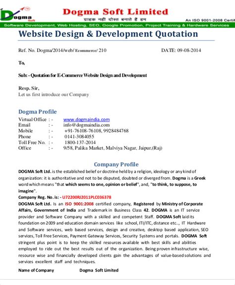 Website Quotation Templates PDF Word Google Docs Apple Pages
