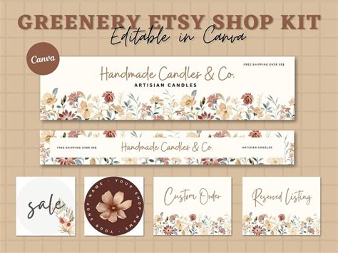 Boho Etsy Shop Kit Etsy Banner Template Etsy Store Branding Editable