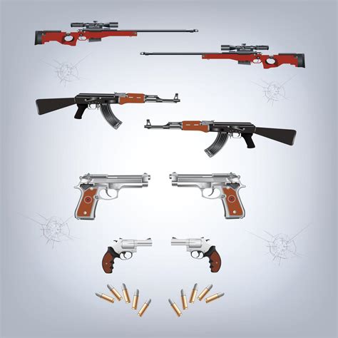 Different Types Of Firearms Illustrated 67755156 Vector Art At Vecteezy
