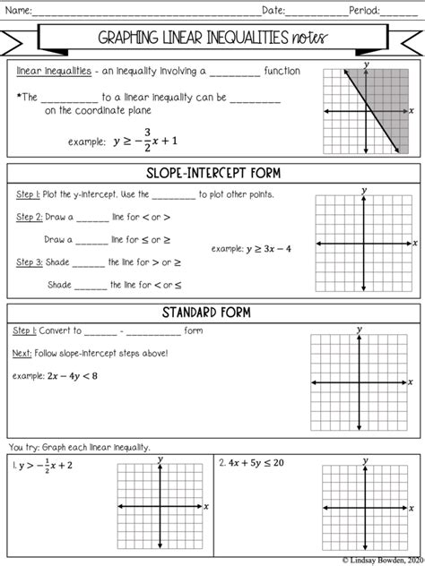 Linear Inequalities Notes And Worksheets Lindsay Bowden