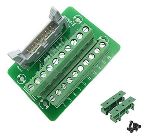 Sysly Idc20 2x10 Pins Male Header Breakout Board Terminal Block Connector With Simple Din Rail