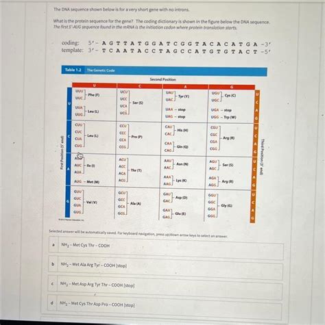 solved the dna sequence shown below is for a very short gene