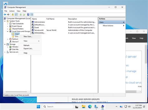 windows server 2025 initial settings add local user server world