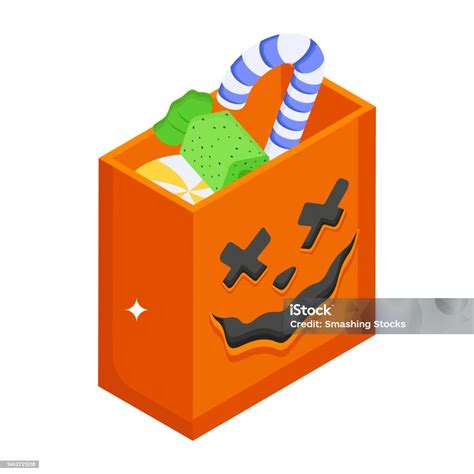 과자로 가득 찬 무서운 상자 할로윈 사탕의 아이소 메트릭 아이콘 0명에 대한 스톡 벡터 아트 및 기타 이미지 0명 달콤한 음식 등측투영법 Istock