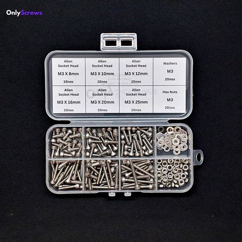 M3 Allen Socket Head Ss304 Assorted Box Onlyscrews