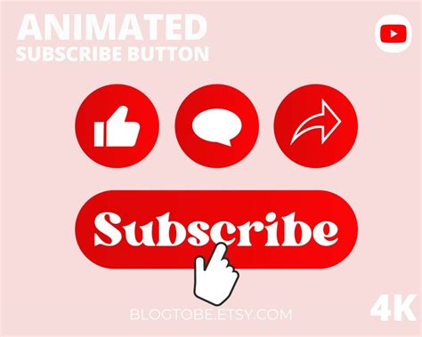 Like Subscribe Button Animation For Youtube Video Blog Youtube Subscribe Button Animated Share