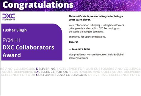 tushar singh on linkedin wearedxc fy24h1collaboratorsaward teamdxc recognition