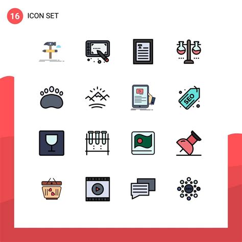 Pack Of 16 Modern Flat Color Filled Lines Signs And Symbols For Web Print Media Such As Clutches