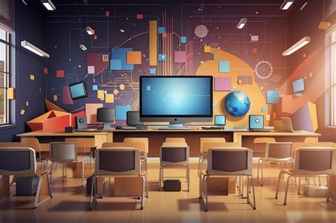 Premium Photo Computer Classroom Concept Abstract Background