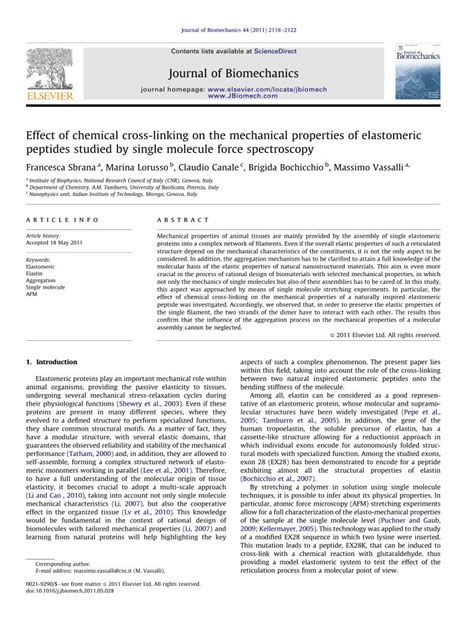 (PDF) Effect of chemical cross-linking on the mechanical properties of ...