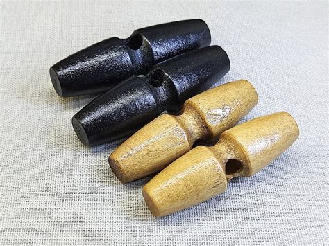 10 Pcs Waisted Wooden Toggle Buttons One Hole Or Two Holes 9 Colors B113 Etsy
