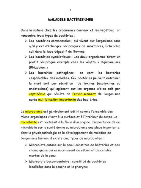 Maladies Bactériennes Types Et Exemples Pdf Microbiome Bactérie