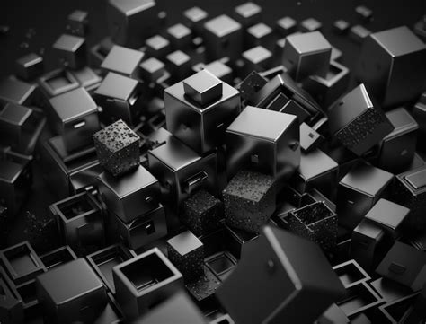 Premium Ai Image Futuristic Cubes Dark Black Background Abstract Geometric Mosaic Grid Square