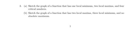Solved A Sketch The Graph Of A Function That Has One Local