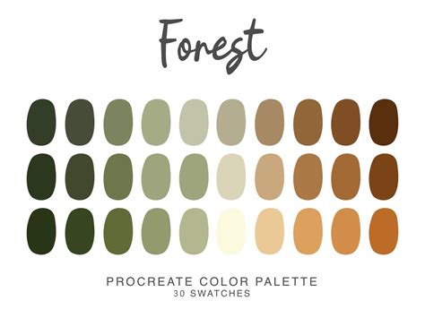 Nature Forest Procreate Color Palette IPad Procreate Illustration Color Swatches For Nature