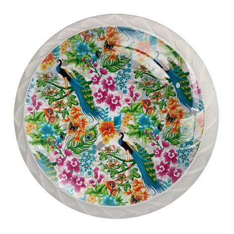 4 Pcs Peacock Flower Knobs For Kitchen Cabinet Cupboard Dresser Bookcase Drawer Pulls Handles
