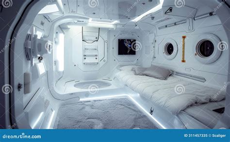 Inside Futuristic Spaceship Cockpit Modern Cabin With Monitors And Dashboard Interior Of