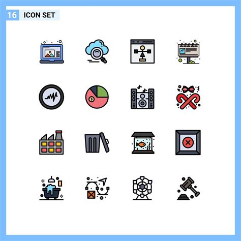 Pack Of 16 Creative Flat Color Filled Lines Of Heart Marketing Coding Billboard Programming