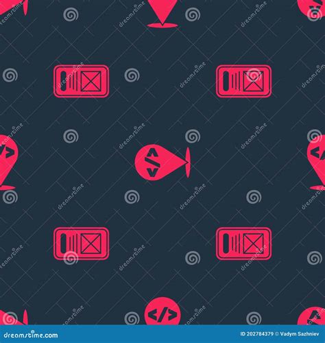 Set Ui Or Ux Design And Front End Development On Seamless Pattern