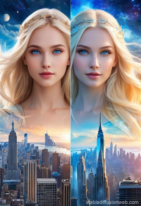 Horizontally Divided City And Fantasy Scene Stable Diffusion Online