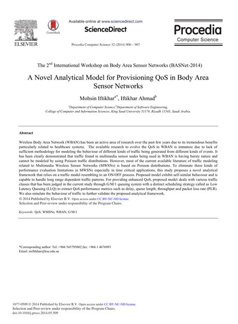 Pdf A Novel Analytical Model For Provisioning Qos In Body Area Sensor Networks