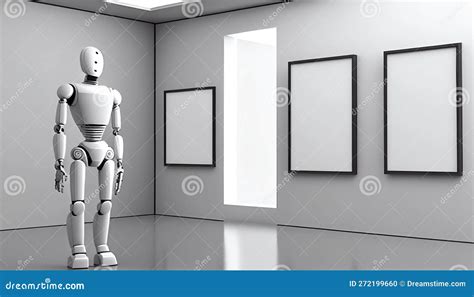 Humanoid Android Man Standing Cyberspace Binary Code Robot Artificial