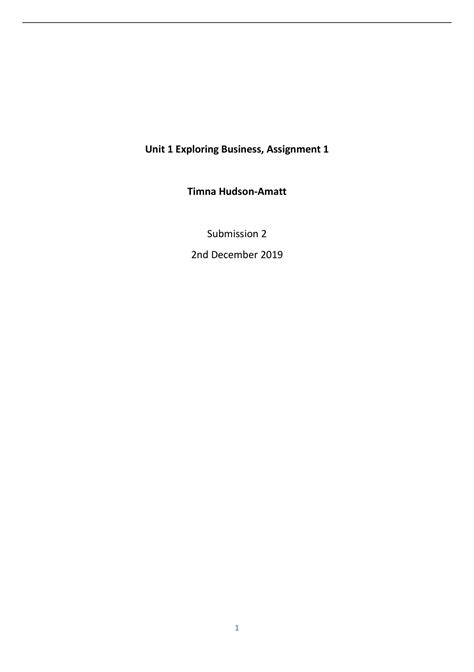 Unit 1 Exploring Business Assignment 1 Unit 1 Exploring Business