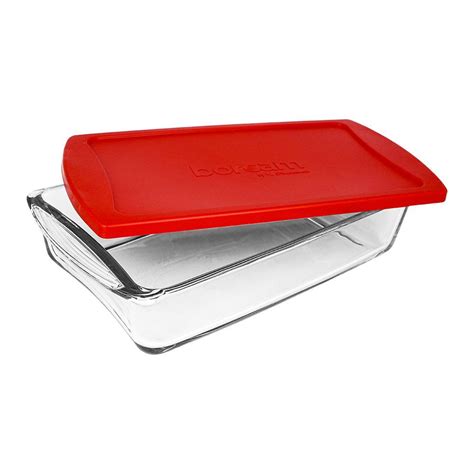 Order Borcam Midi Rectangular Tray With Red Plastic Lid Ovenware