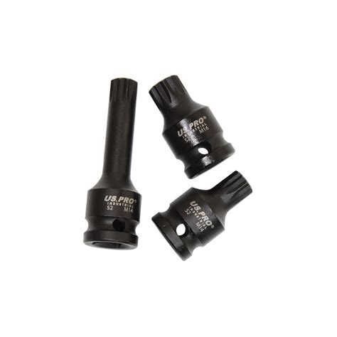 Us Pro 6pc 12″ Dr Impact Spline Bit Sockets Shallow And Deep 1379 Dsd