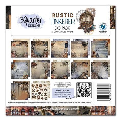 3quarter Designs Rustic Tinkerer 8x8 Paper Pack Scrapbook Supply