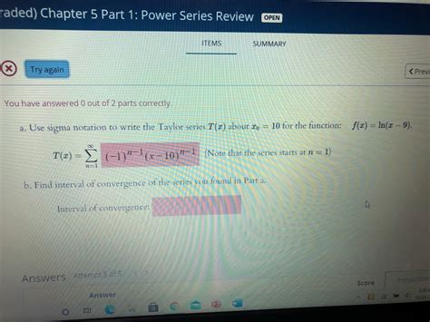 Solved Raded Chapter 5 Part 1 Power Series Review Open