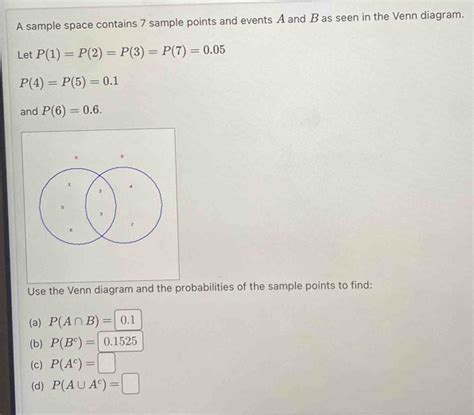 Solved A Sample Space Contains 7 Sample Points And Events A And B As