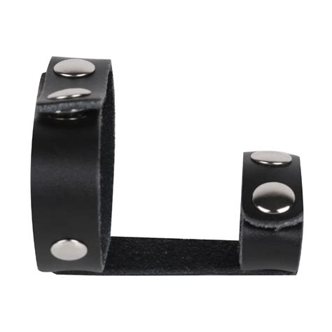 High Quality Mens Black Leather Ball Lifter C Strap Two Ring Testicle